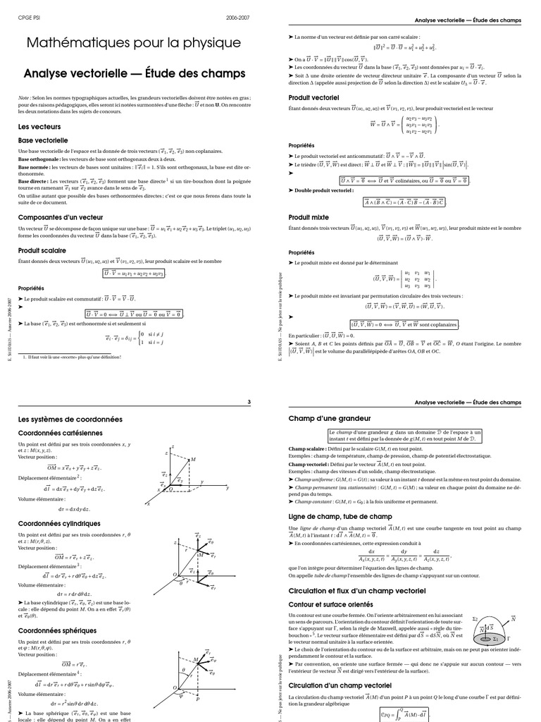 Analyse Vectorielle | PDF | Analyse vectorielle | Divergence (analyse ...