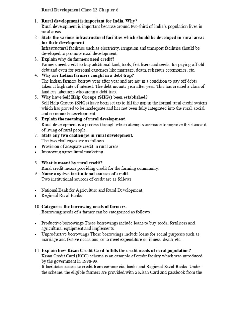Rural Development Class 12 Chapter 6 | PDF | Business | Social Science