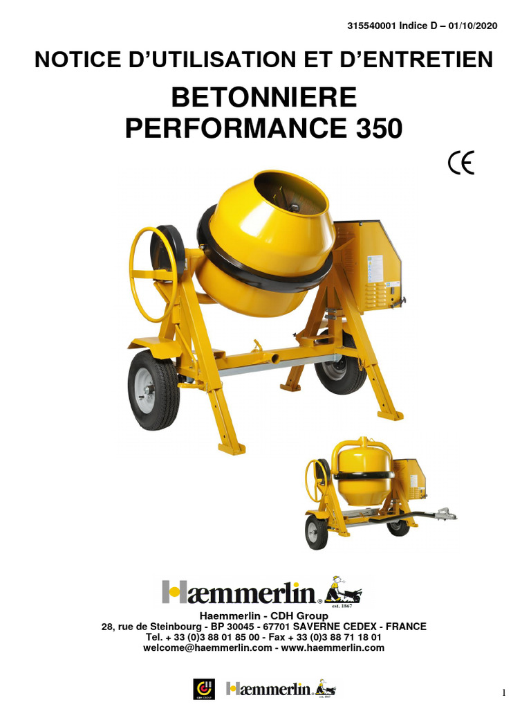 Notice Utilisation Bétonnière Performance 350 | PDF | Affaires | Maison ...