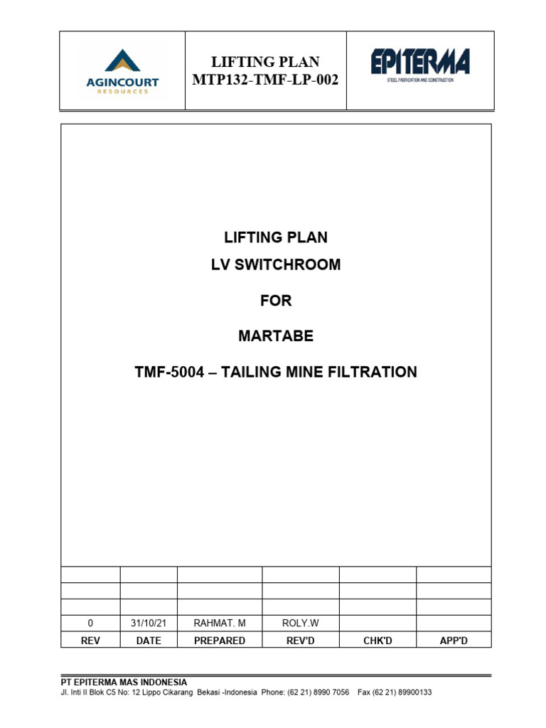 Lifting Plan | PDF