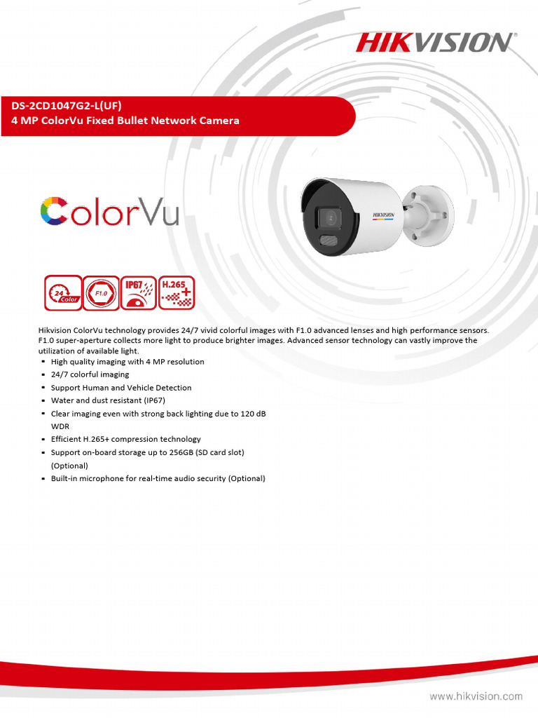 Hikvision DS-2CD1047G2-LUF Camera Specs | PDF