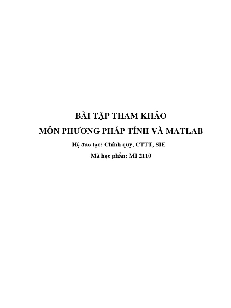 MI2110 - Bài Tập Tham Khảo | PDF
