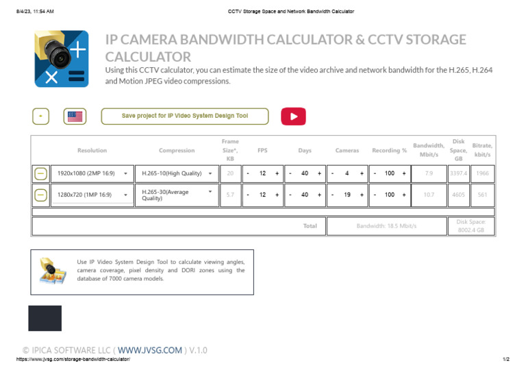 CCTV Storage Space and Network Bandwidth Calculator | PDF | Bit Rate ... CCTV Storage Space and Network Bandwidth Calculator | PDF | Bit Rate ...