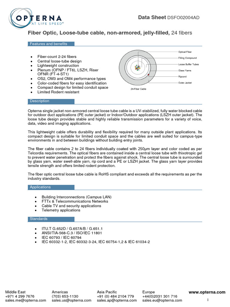 DSFO02004AR Non Armored Loose Tube | PDF