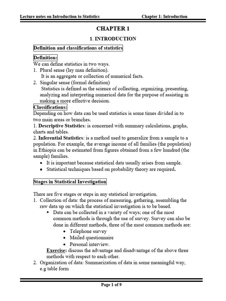 Chapter 1 Introduction | PDF | Statistics | Level Of Measurement