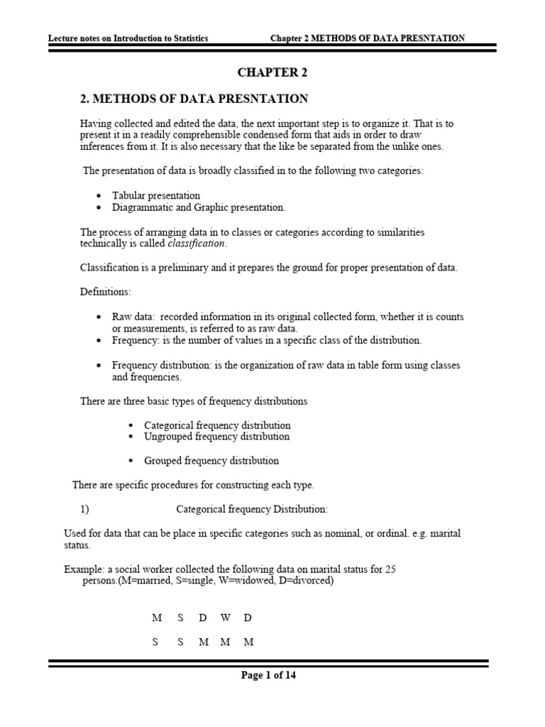 Chapter-2-Methods of Data Presentation | PDF