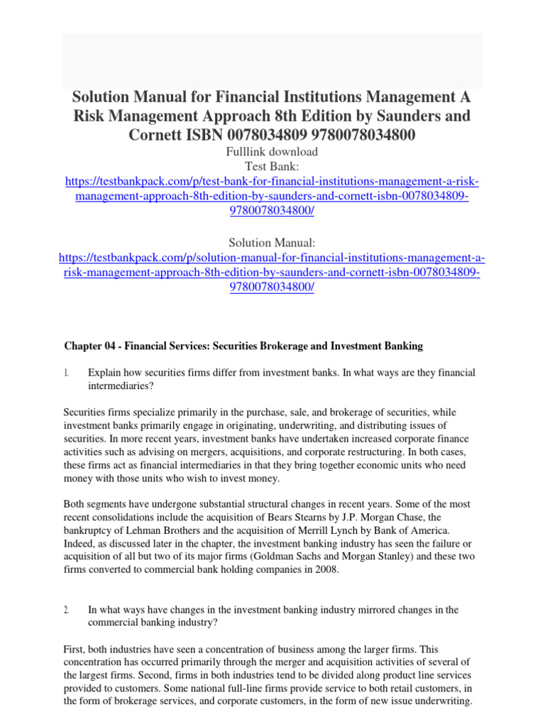 Solution Manual For Financial Institutions Management A Risk Management ...
