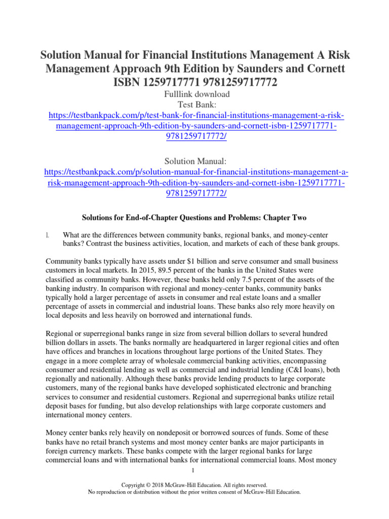 Solution Manual For Financial Institutions Management A Risk Management ...