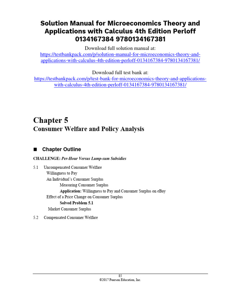 Microeconomics Theory and Applications With Calculus 4th Edition Perloff Solutions Manual 1 | PDF