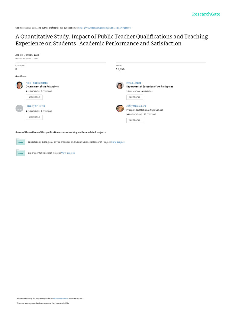 AQuantitative Study Impactof Public Teacher Qualificationsand Teaching ...