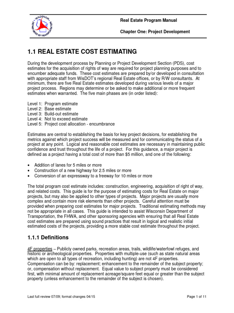 1 1 Cost Estimate Process | PDF