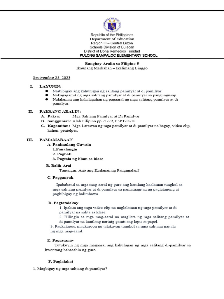 FILIPINO Week 5 | PDF