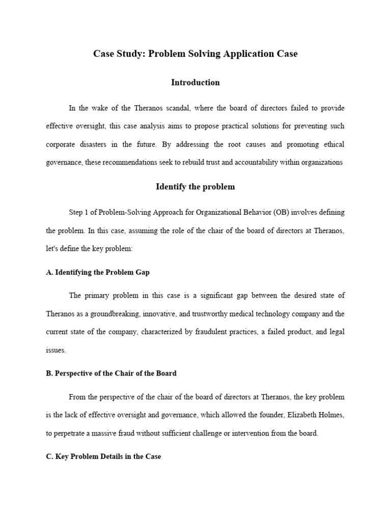 Case Study Problem Solving Application Case | PDF