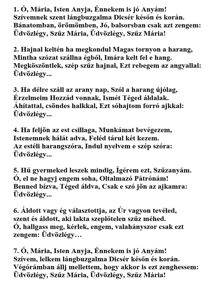 2023 Szept 13 Ó, Mária Isten Anyja Ének | PDF