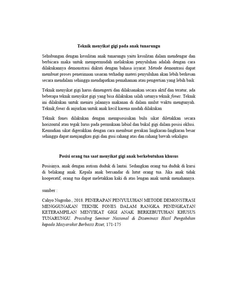 Teknik Menyikat Gigi Pada Abk | PDF | Kesehatan Holistik