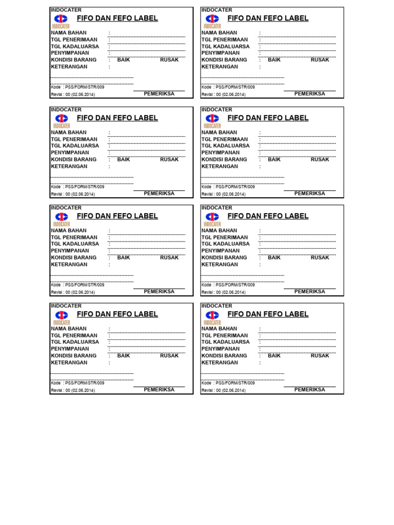 Fefo Fifo-Label Makanan | PDF