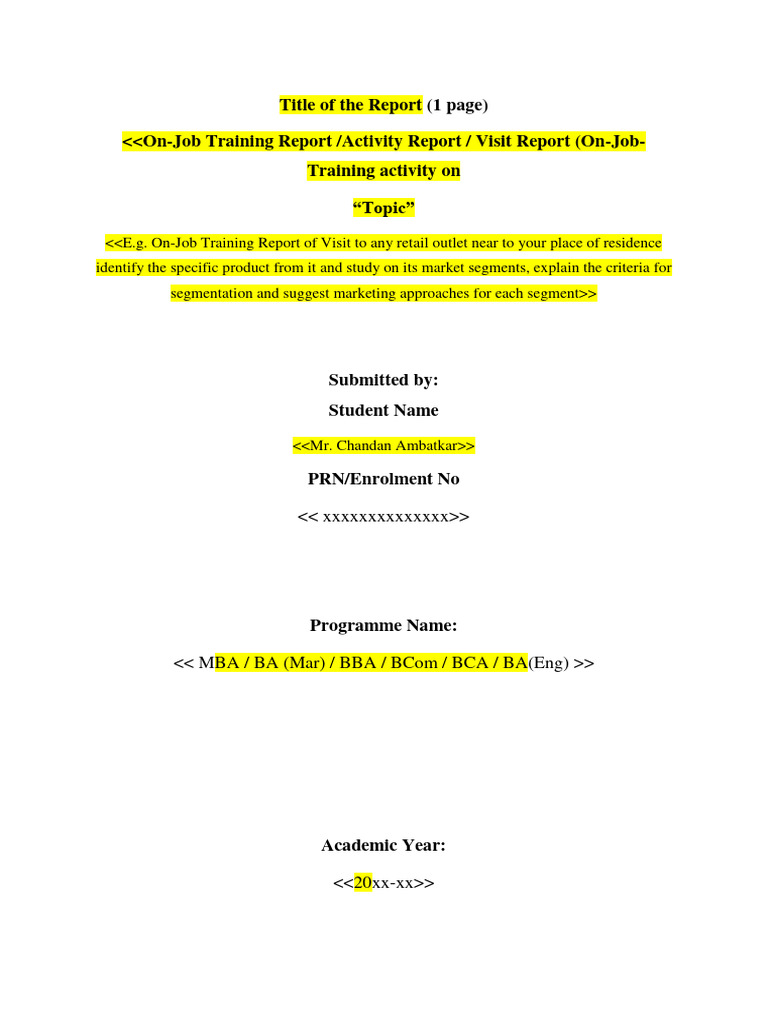 Activity - OJT Report Format | PDF | Career & Growth | Business