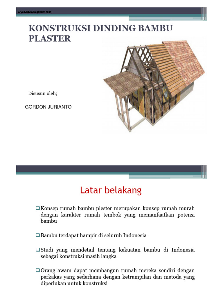 Konstruksi Dinding Bambu Plaster | PDF | Griya & Taman