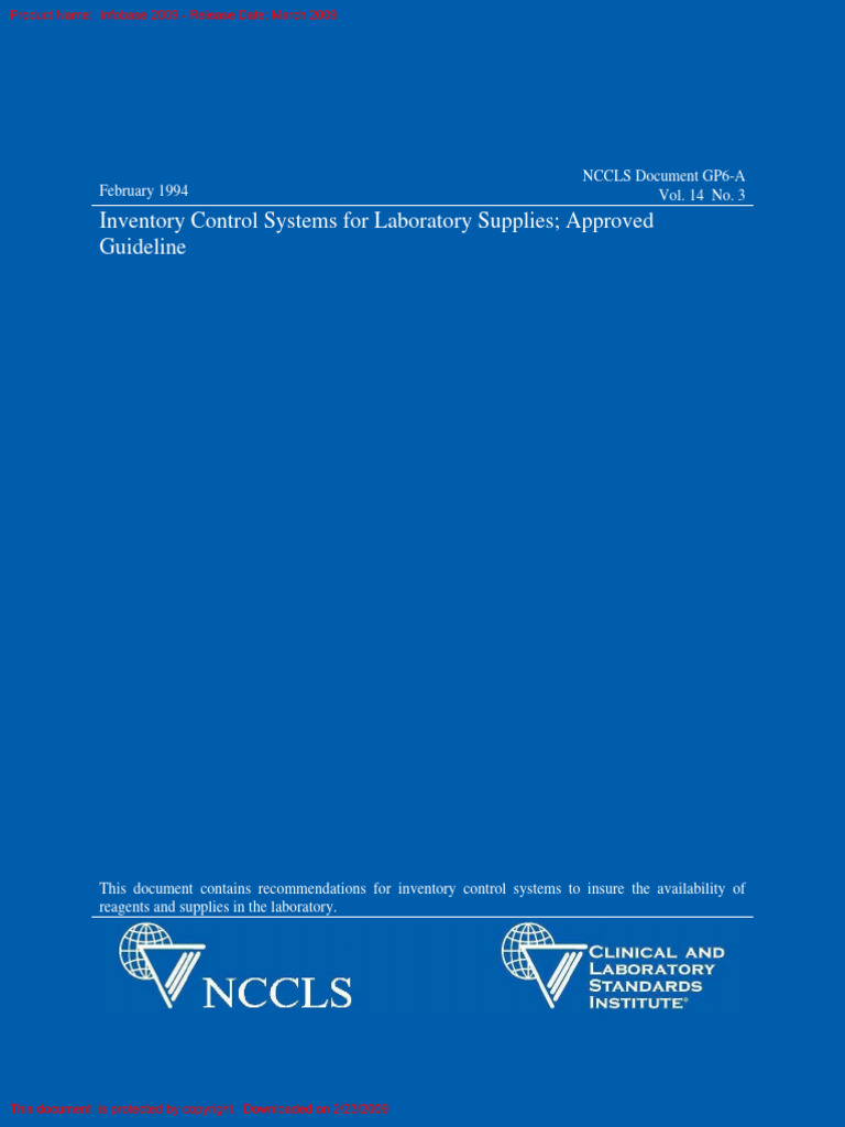 Inventory Control Systems For Laboratory Supplies Approved Guideline ...