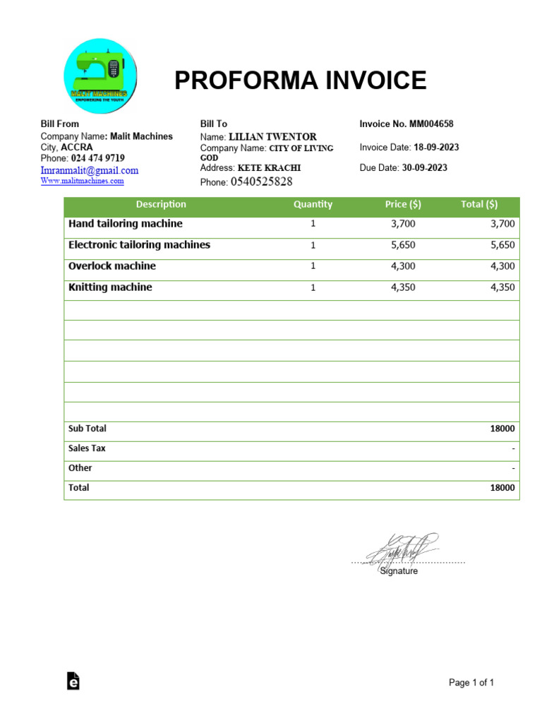 Proforma-Invoice-Template MM | PDF