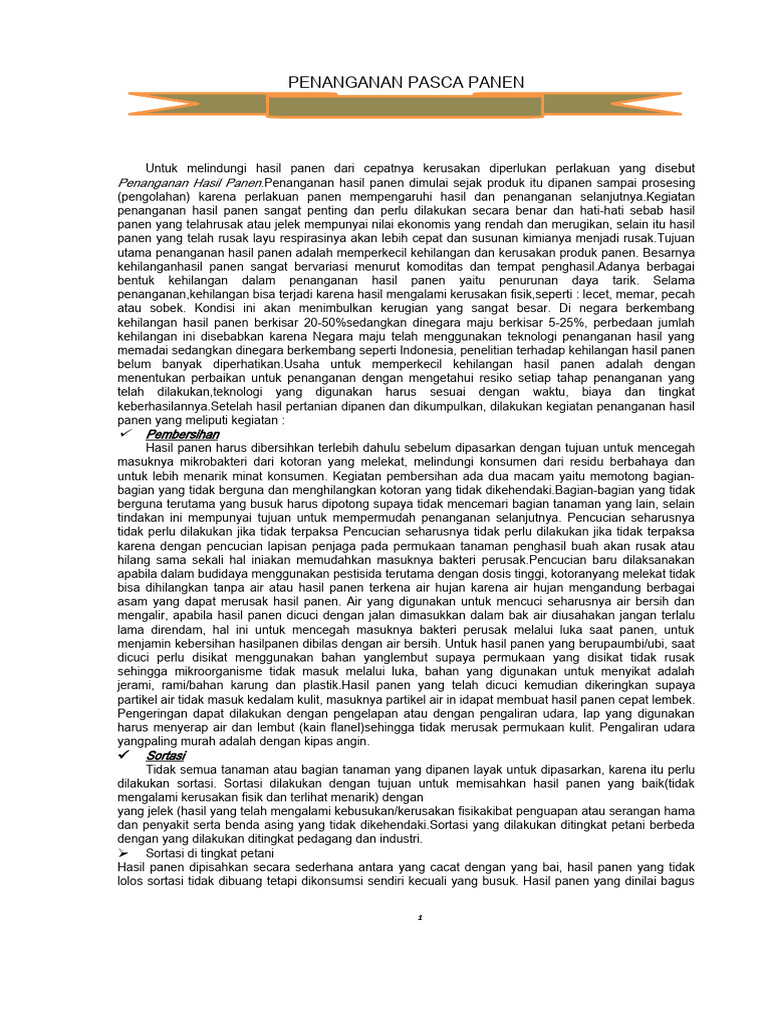 Proses Penanganan Pasca Panen Segar | PDF