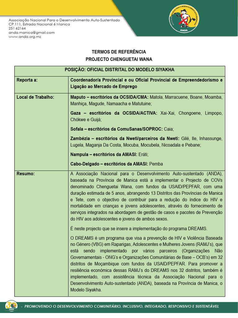 Vagas para Oficiais do Modelo Siyakha | PDF
