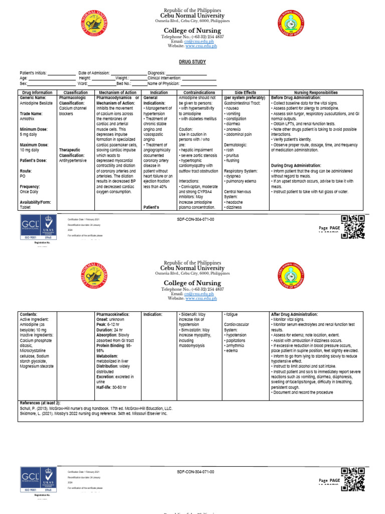 Amlothix - Amlodipine Besilate | PDF
