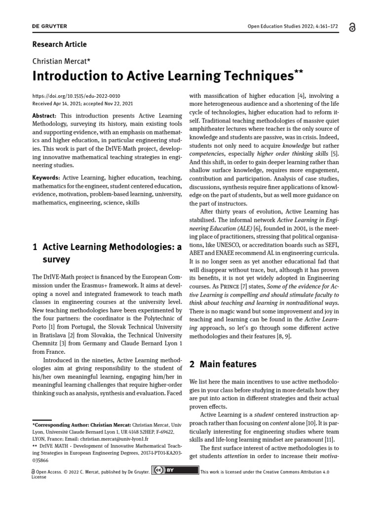Introduction To Active Learning Techniques | Download Free PDF | Learning | Behavior Modification