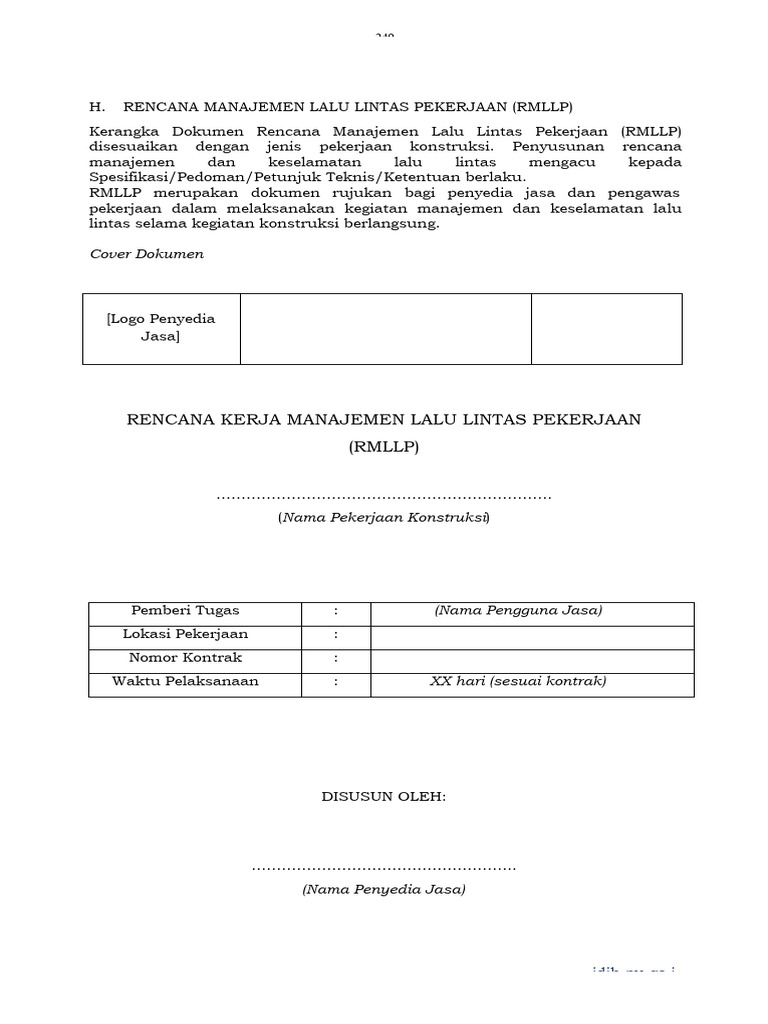Sublampiran H Dokumen RMLLP Rev 17 Mei 2021 | PDF