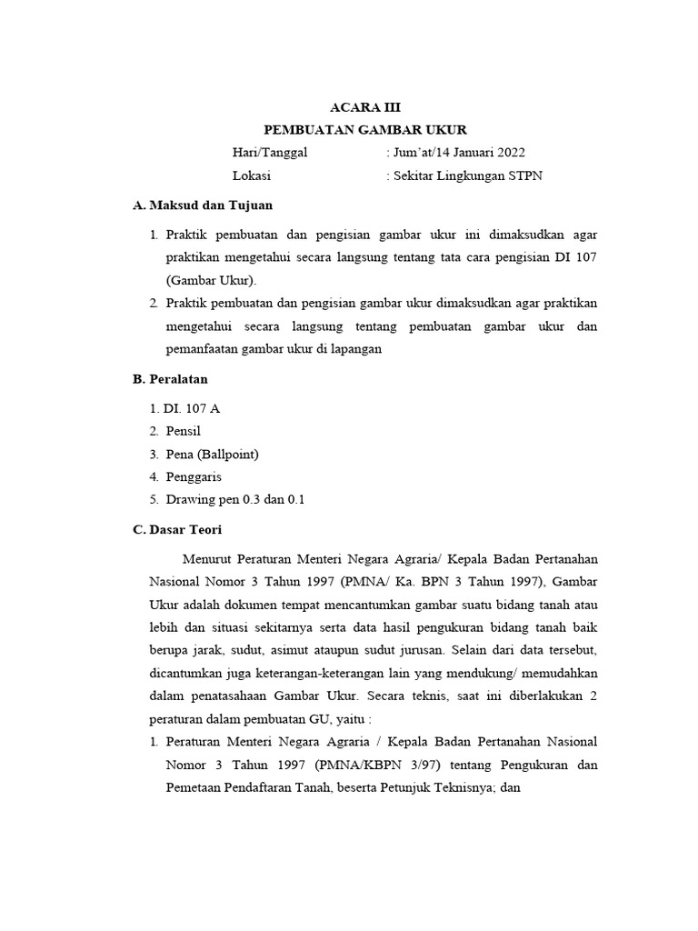 Acara Iii Pembuatan Gambar Ukur | PDF