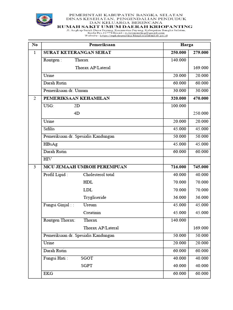 Paket Medical Check Up | PDF