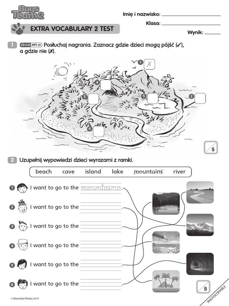 Bugs Team 2 Tests Extra Vocabulary Unit 2 | PDF