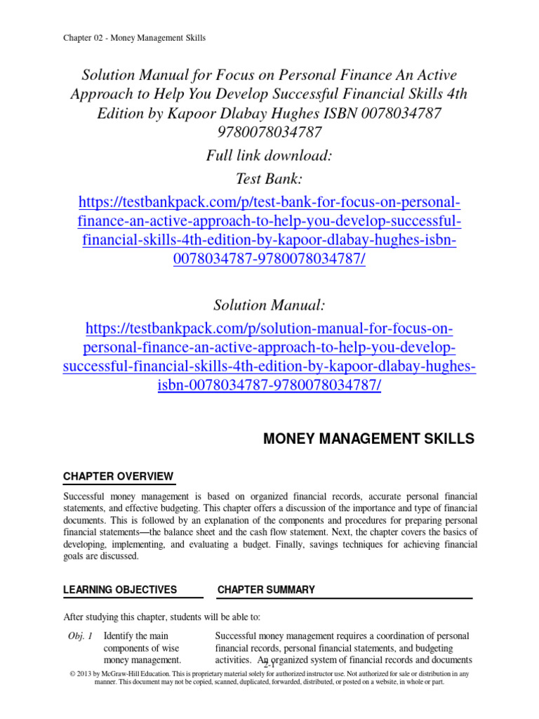 Chapter 02 - Money Management Skills | PDF