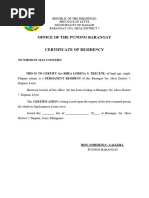 Barangay Certification-Interposing No Objection | PDF