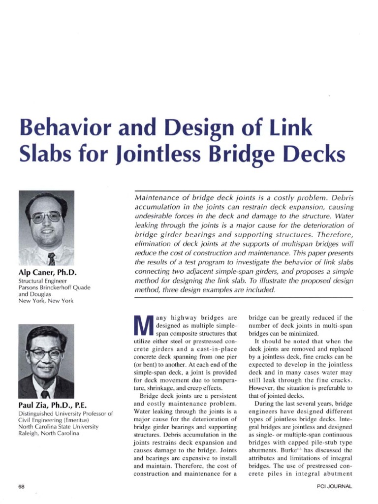 Behavior and Design of Link Slabs For Jointless Bridge Deck | PDF