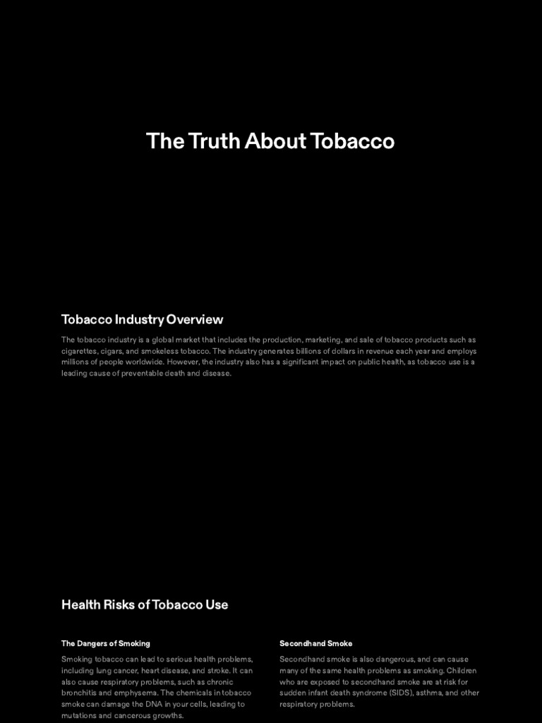 The Truth About Tobacco | PDF