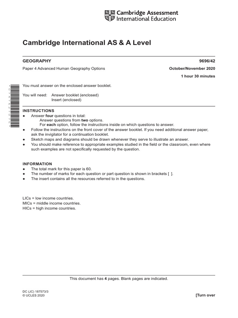 Cambridge International AS & A Level: GEOGRAPHY 9696/42 | PDF | Science ...