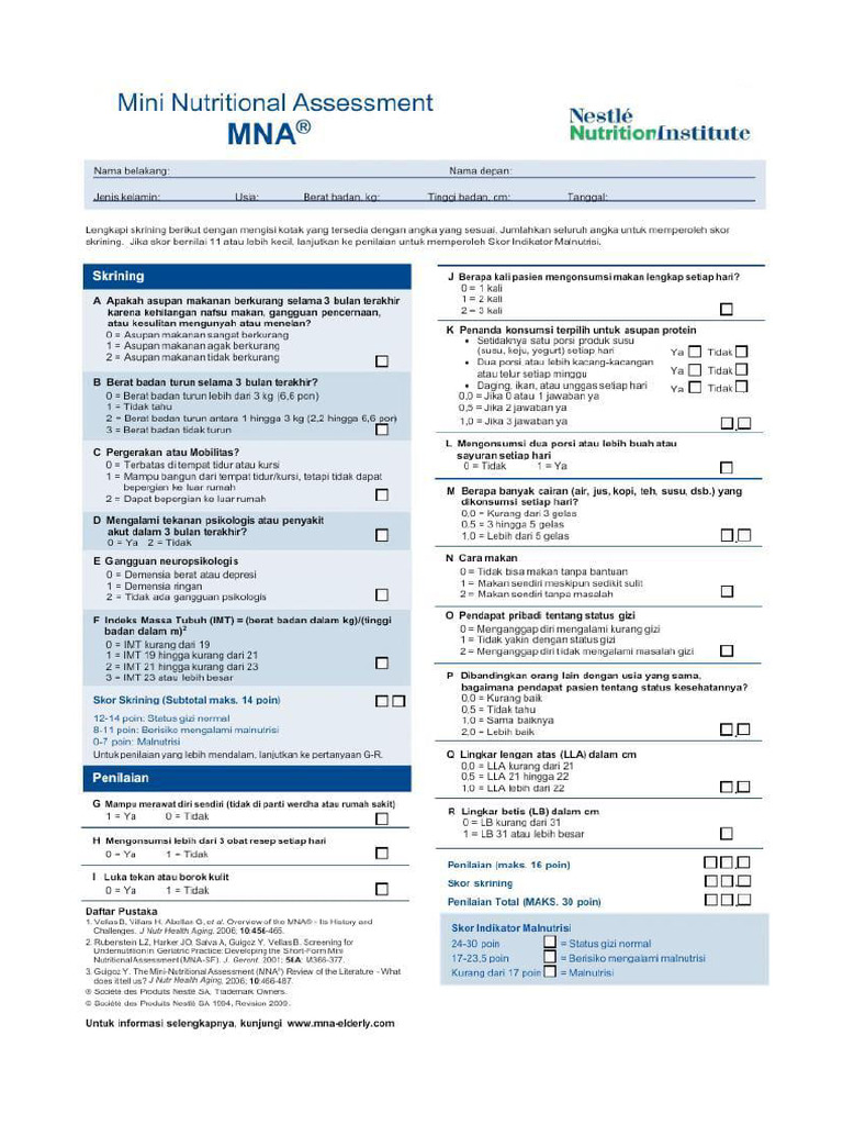 Form Mna Lansia | PDF