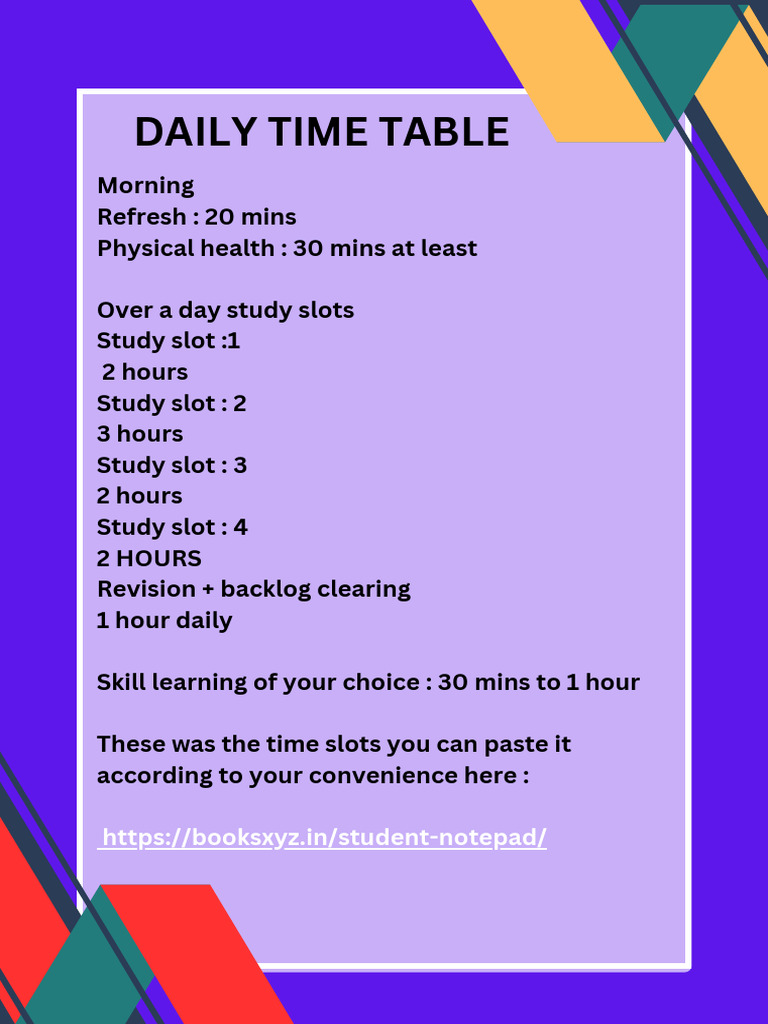 Daily Time Table | PDF