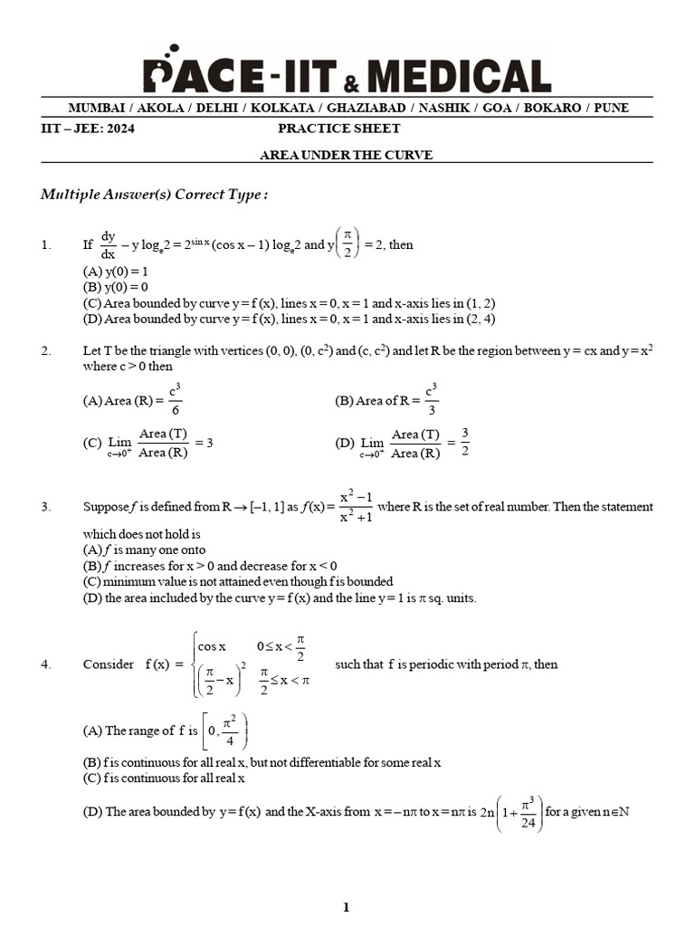 Practice Sheet (AUC-MCQ) Q | PDF
