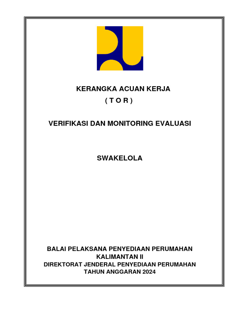 Tor Monitoring Dan Evaluasi Penyelenggaraan Perumahan | PDF ...