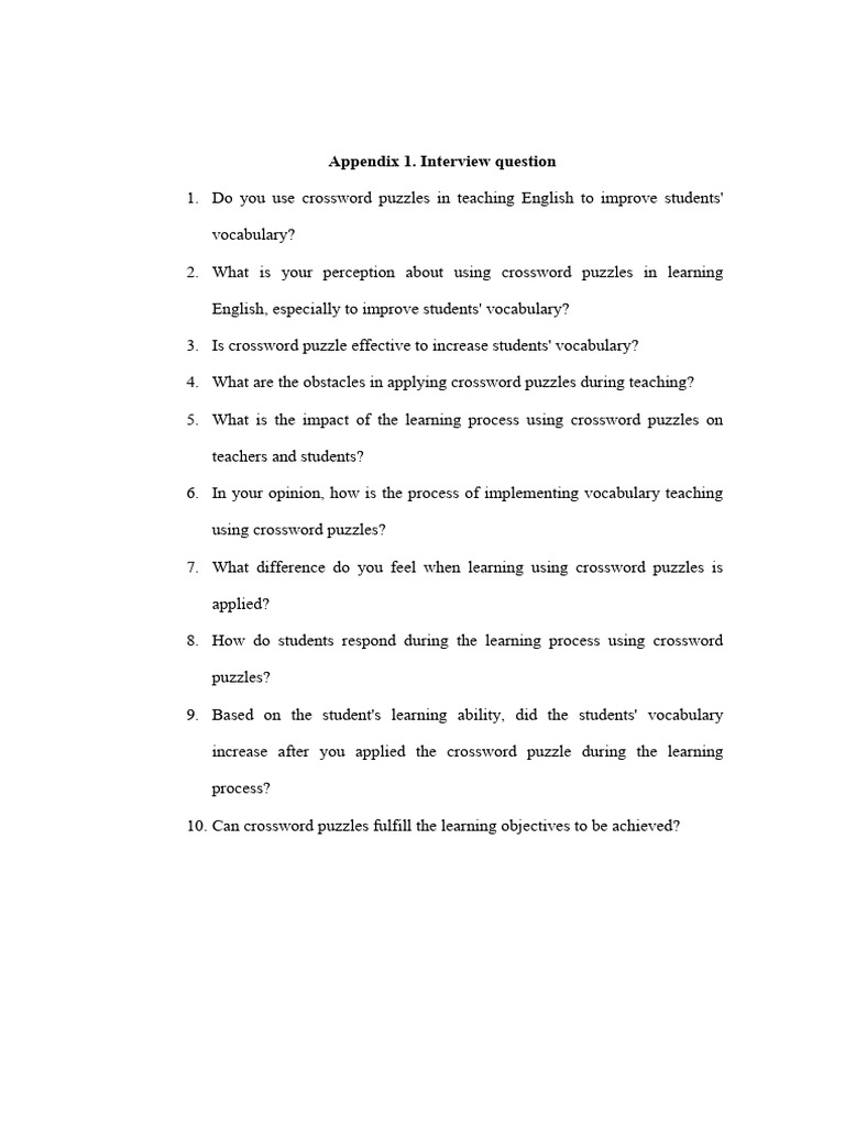 Appendix 1. New Interview Question | PDF