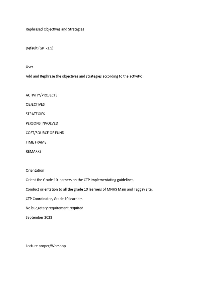 CTP Action Plan | PDF