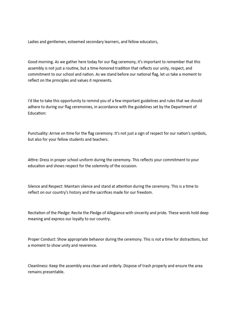 Flag Ceremony G-WPS Office | PDF