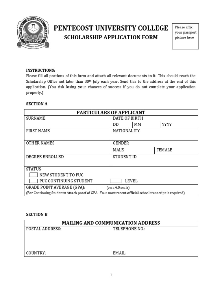 Scholarship - Application Form | PDF