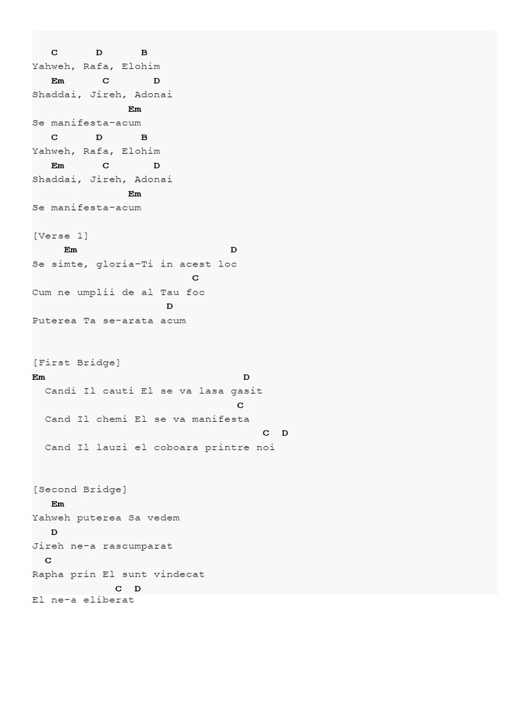 Yahweh Se Manifesta Acum Acorduri | PDF