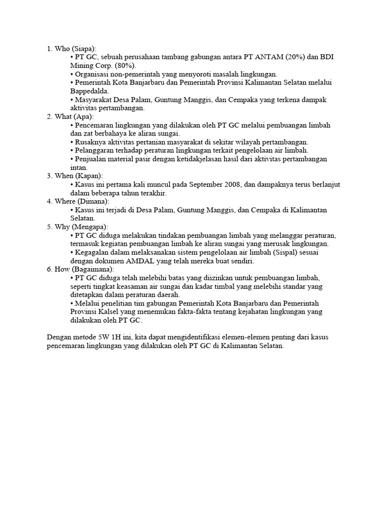 Kasus 5W 1H | PDF