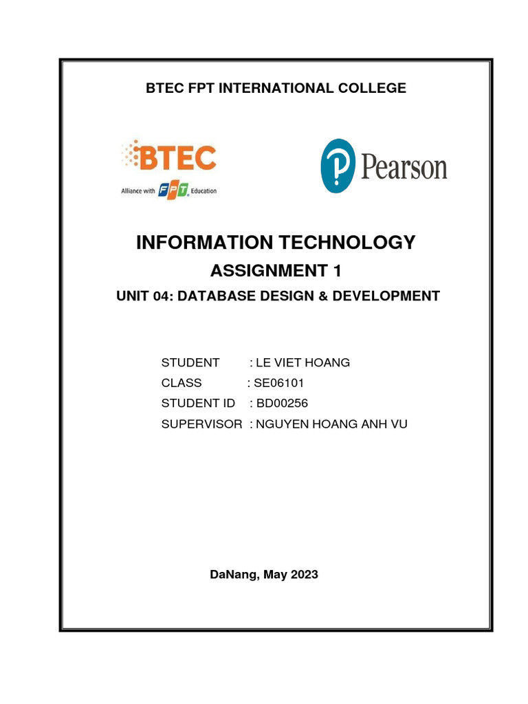 Database Design & Development Assignment | PDF