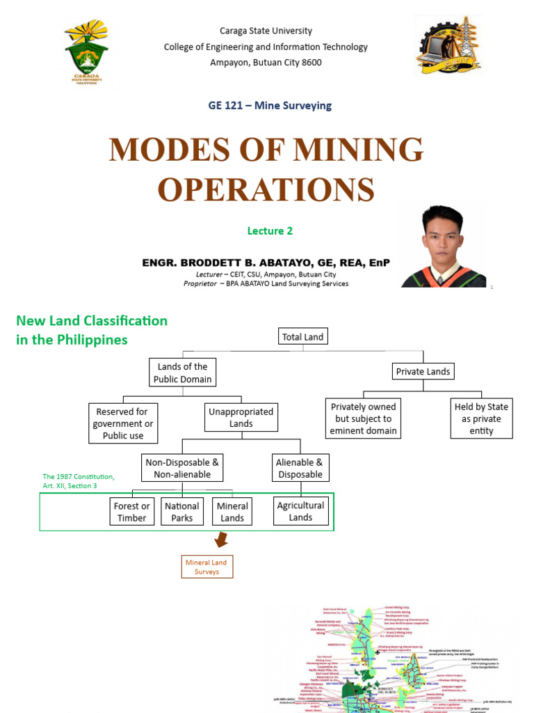 GE 121 Lecture 2 Modes of Mining Operations | PDF | Mining | Minerals