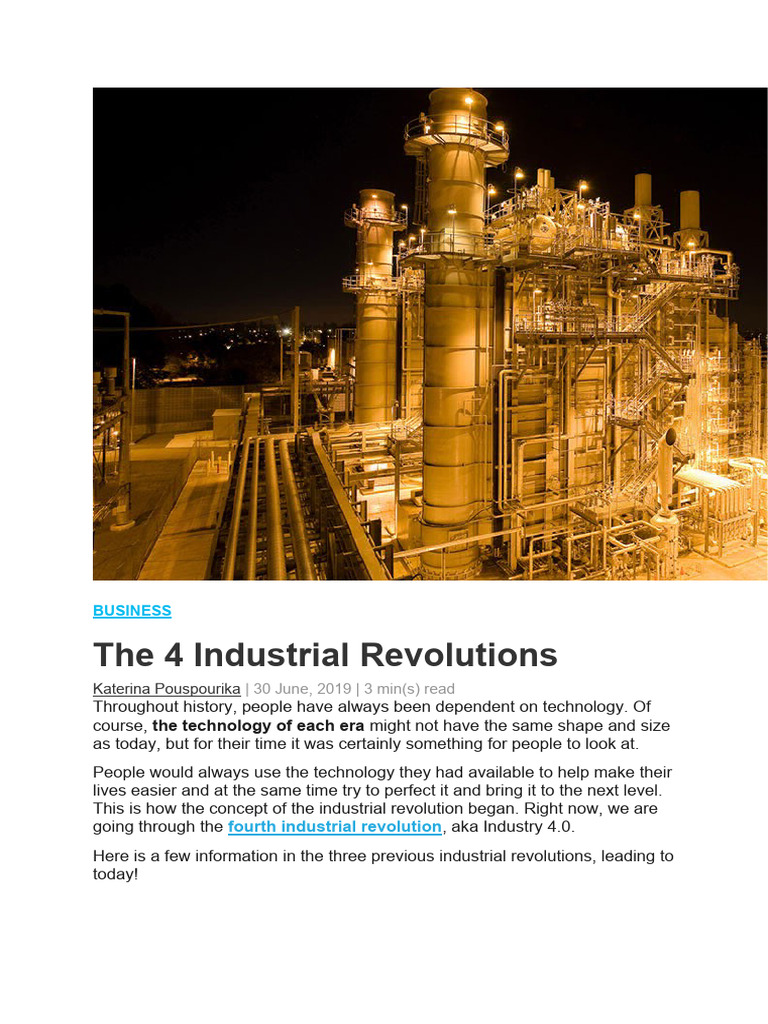 Industrial Revolutions 1 To 4 | PDF | Finance & Money Management | Politics